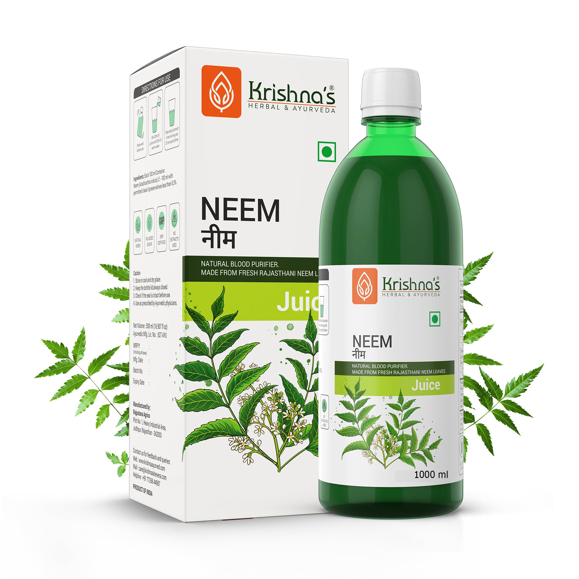 Buy Krishna's Ayurveda Neem Juice Natural Blood Purifier Online ...
